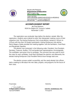 Ap election-accomplishment-report | PDF