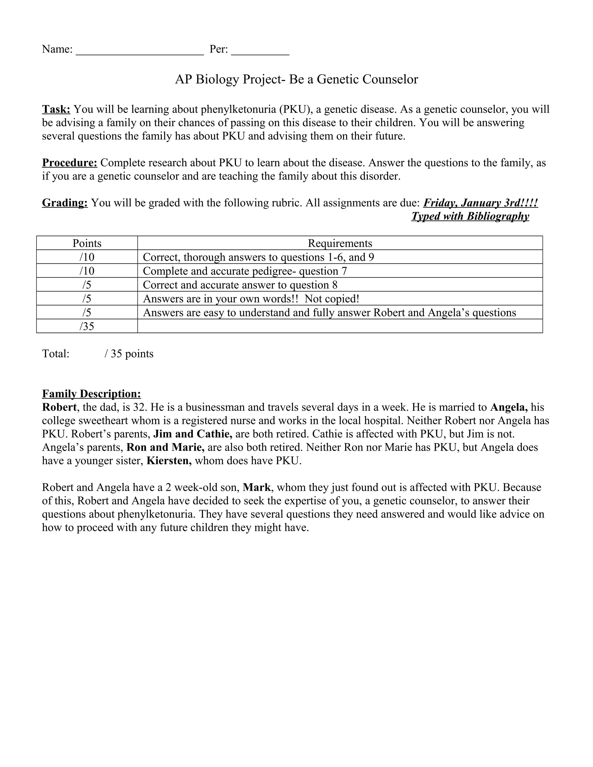 Ap genetic counselor assignment | DOC