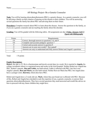 Ap genetic counselor assignment | DOC