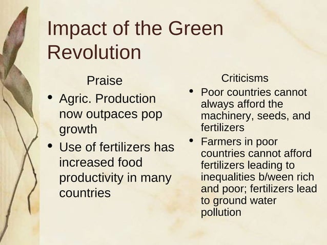 Assessing the success of the Green REvolution | PPT