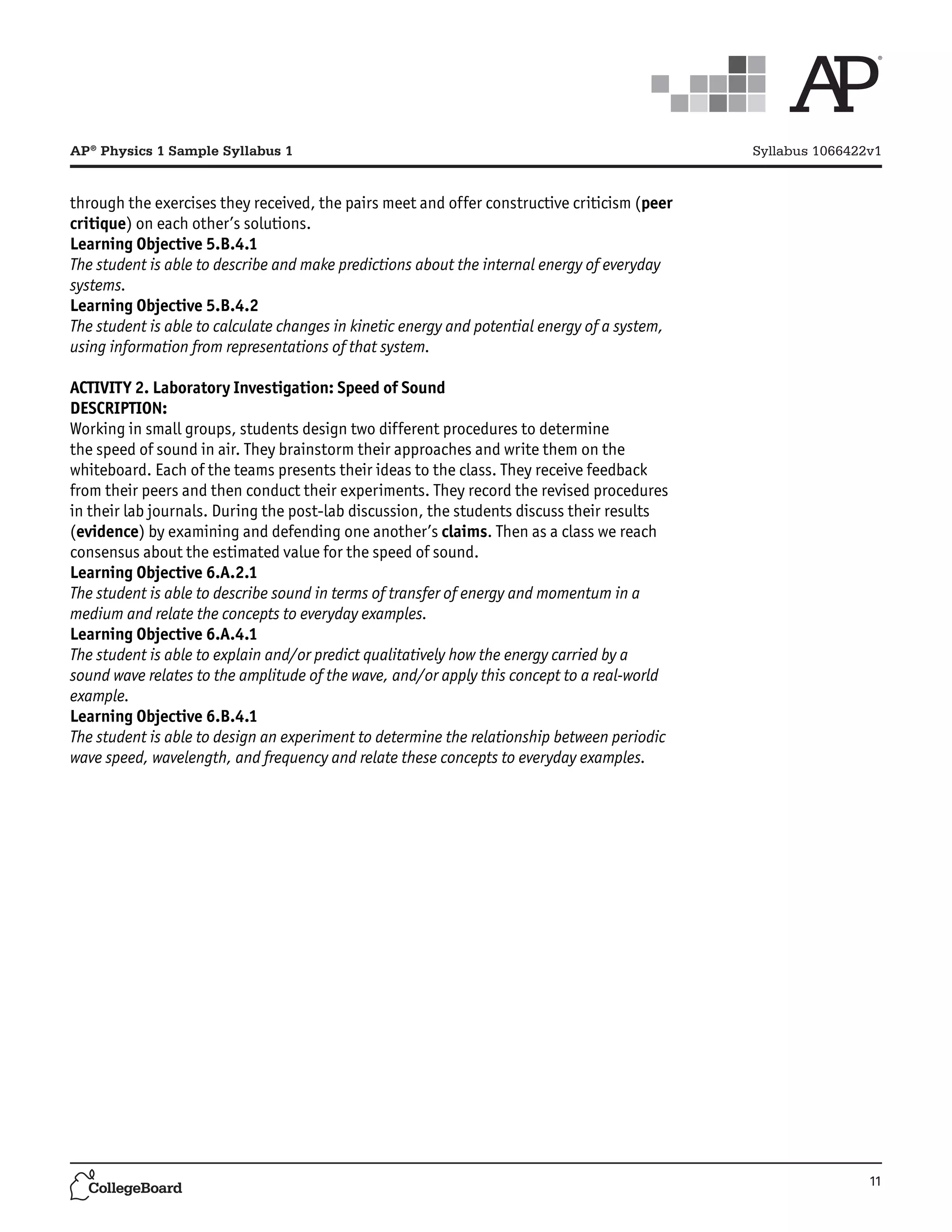 Ap physics-1-sample-syllabus-1-id-1066422v1 | PDF