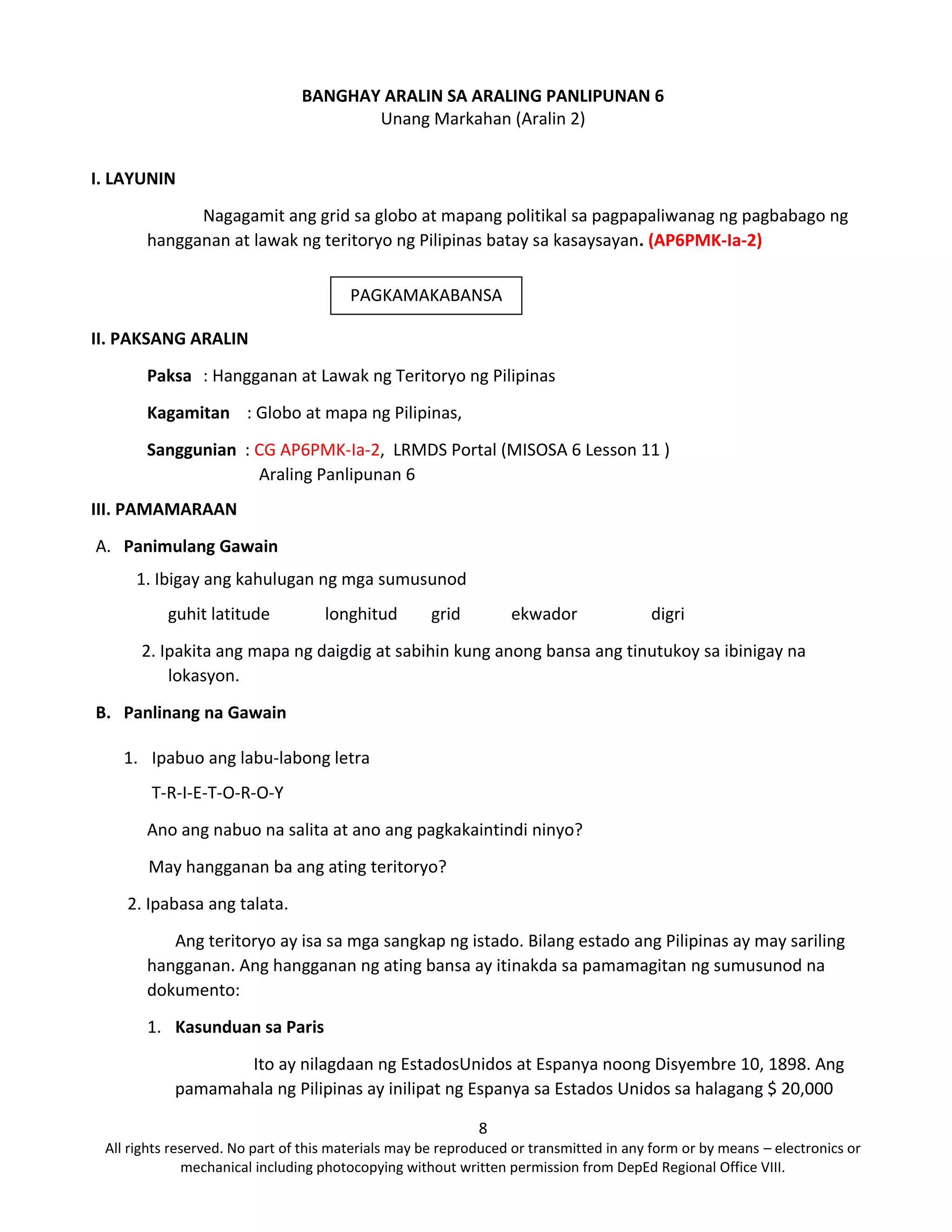 Araling Panlipun 6 K-12 Teacher's Guide Q1 | PDF