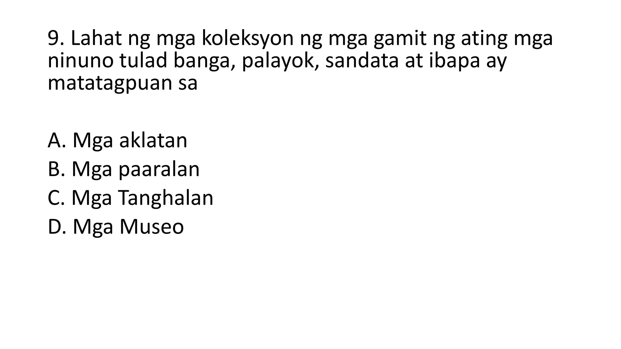 Araling Panlipunan-quiz2023-2024 Reviewer | PPTX