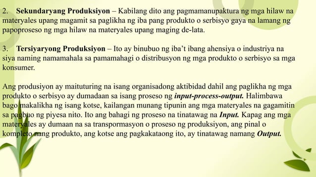 Konsepto ng produksiyon Araling Panlipunan | PPTX