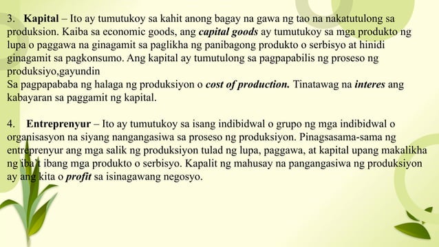 Konsepto ng produksiyon Araling Panlipunan | PPTX