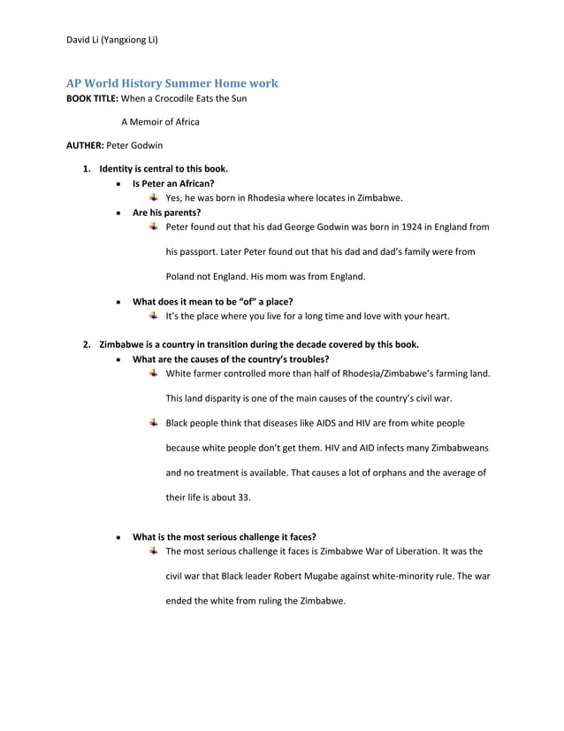 A P World History Summer Home Work | PDF