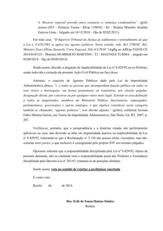 Voto do relator sobre processo contra Lula Cabral | PDF