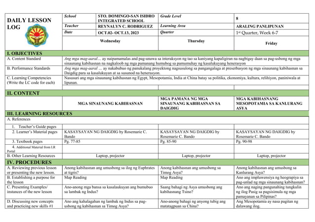 ARALING PANLIPUNAN WEEK 6-7 QUARTER 1 MODULE 1 | DOCX