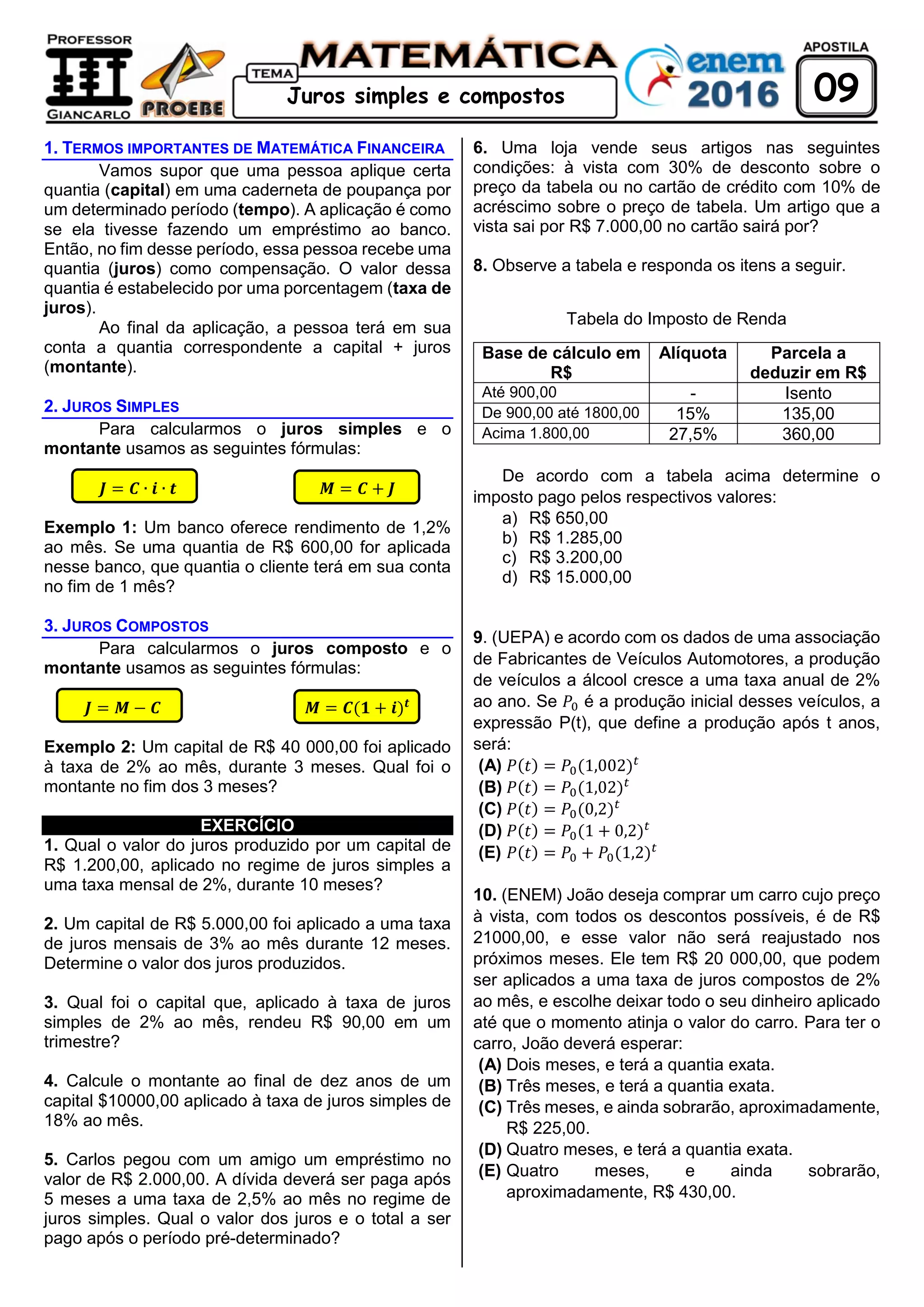 Juros Simples Exercicios Pdf - FDPLEARN