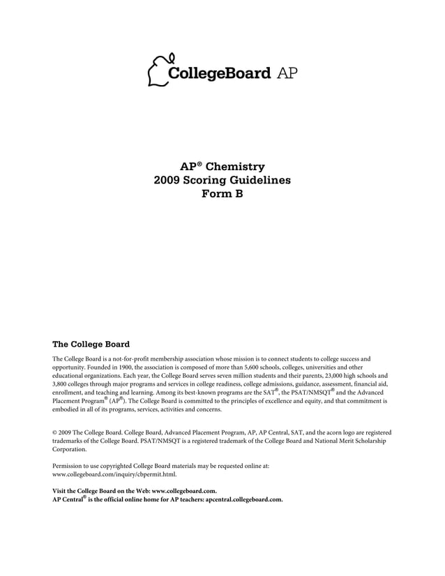 Chemistry AP Scoring Guidelines from B 2009 | PDF | Chemistry | Science