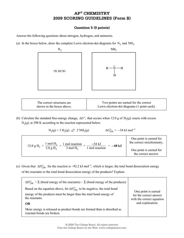 Chemistry AP Scoring Guidelines from B 2009 | PDF | Chemistry | Science