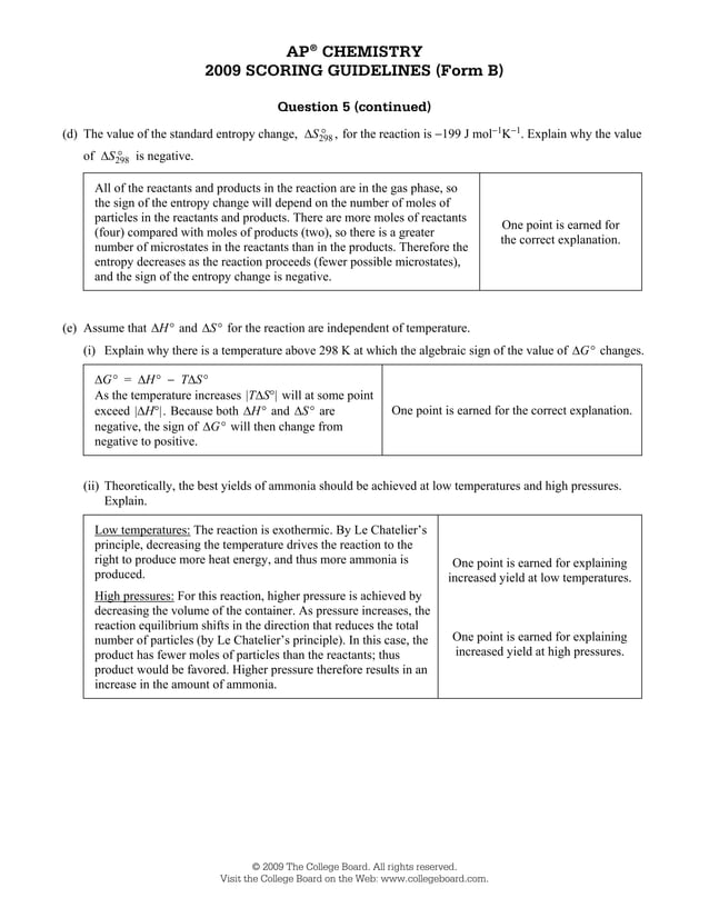 Chemistry AP Scoring Guidelines from B 2009 | PDF | Chemistry | Science