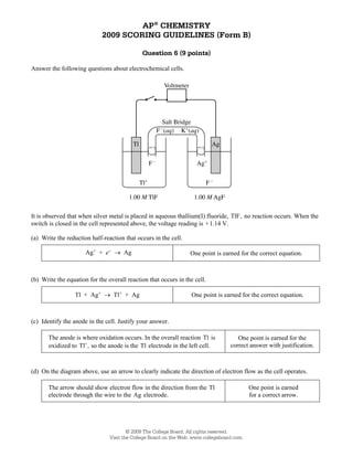 Chemistry AP Scoring Guidelines from B 2009 | PDF