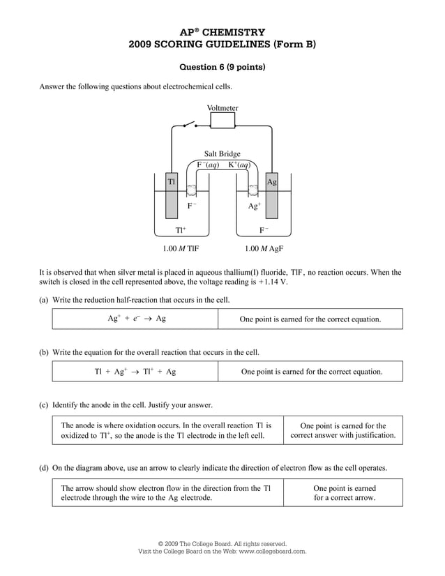 Chemistry AP Scoring Guidelines from B 2009 | PDF | Chemistry | Science