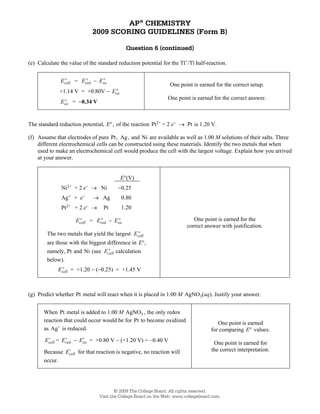 Chemistry AP Scoring Guidelines from B 2009 | PDF