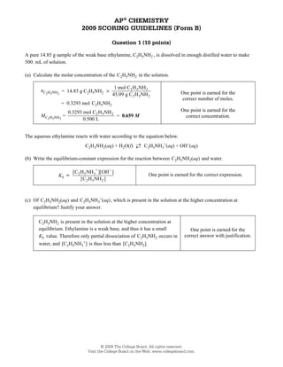 Chemistry AP Scoring Guidelines from B 2009 | PDF