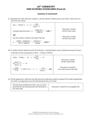 Chemistry AP Scoring Guidelines from B 2009 | PDF