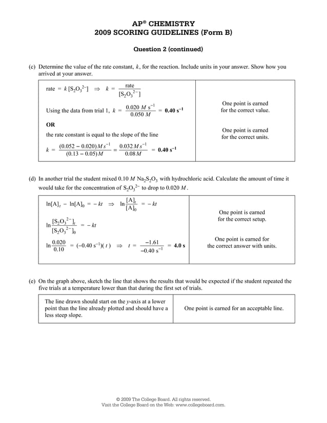 Chemistry AP Scoring Guidelines from B 2009 | PDF | Chemistry | Science