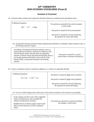 Chemistry AP Scoring Guidelines from B 2009 | PDF
