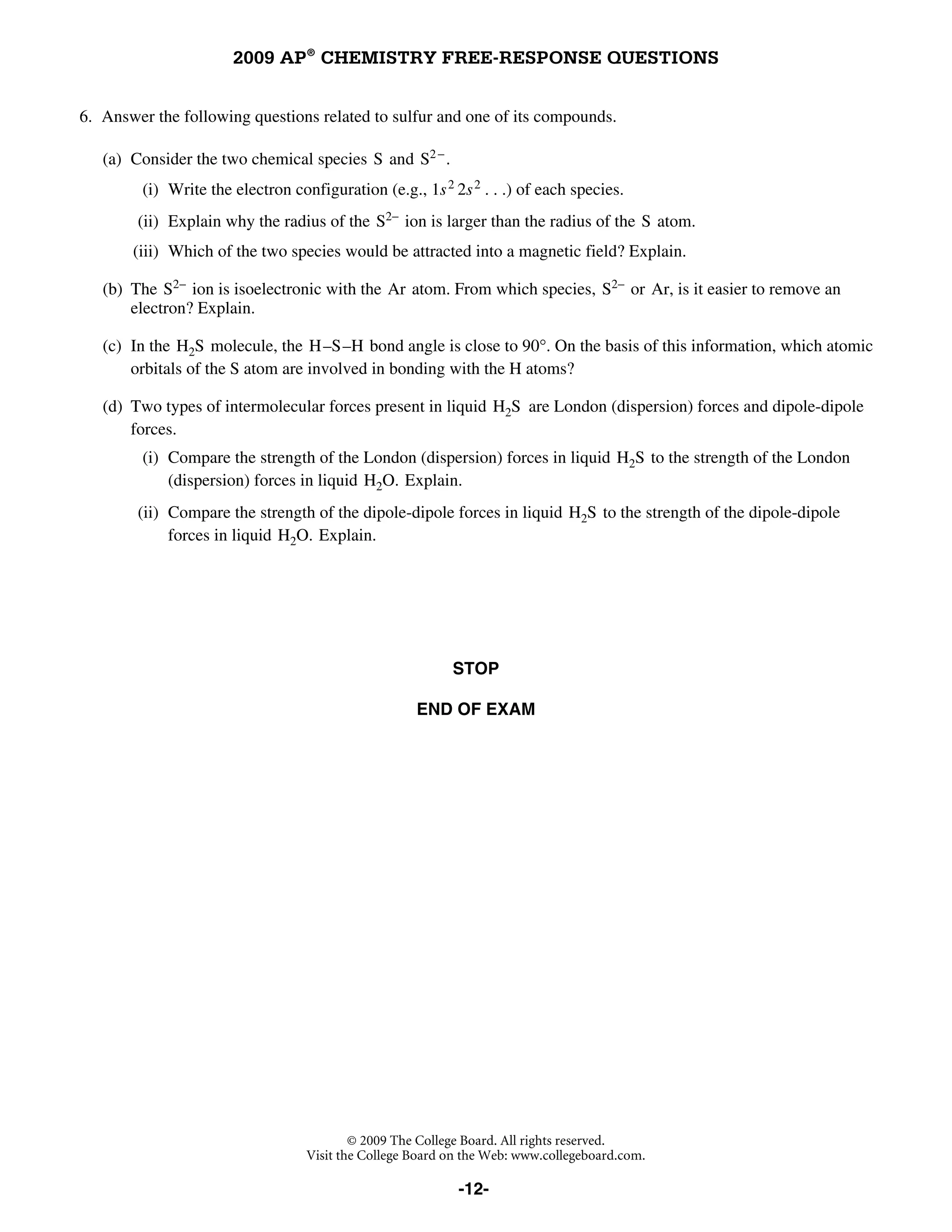Chemistry Ap Free-Response Questions 2009 | PDF
