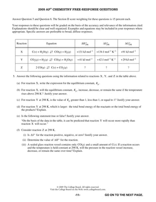 Chemistry Ap Free-Response Questions 2009 | PDF