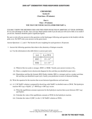 Chemistry Ap Free-Response Questions 2009 | PDF