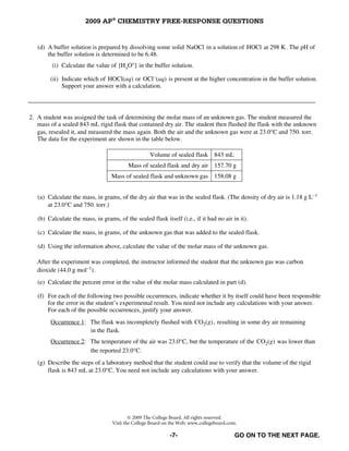 Chemistry Ap Free-Response Questions 2009 | PDF