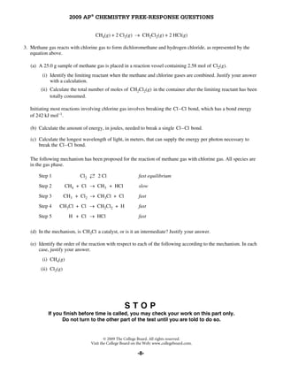 Chemistry Ap Free-Response Questions 2009 | PDF