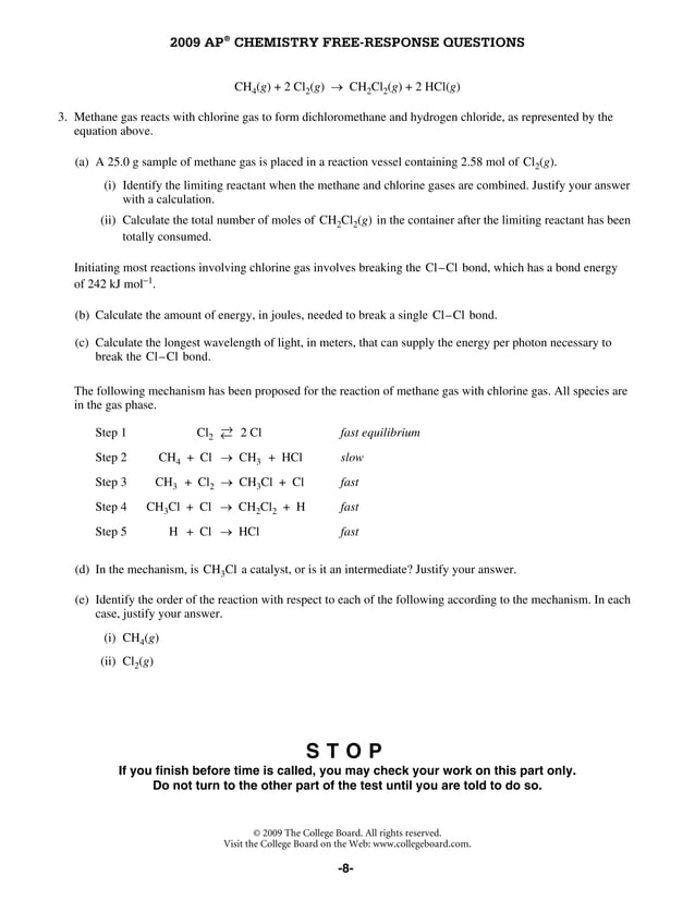 Chemistry Ap Free-Response Questions 2009 | PDF