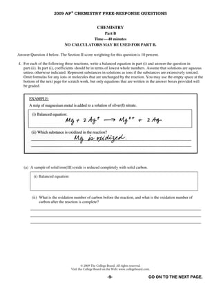 Chemistry Ap Free-Response Questions 2009 | PDF