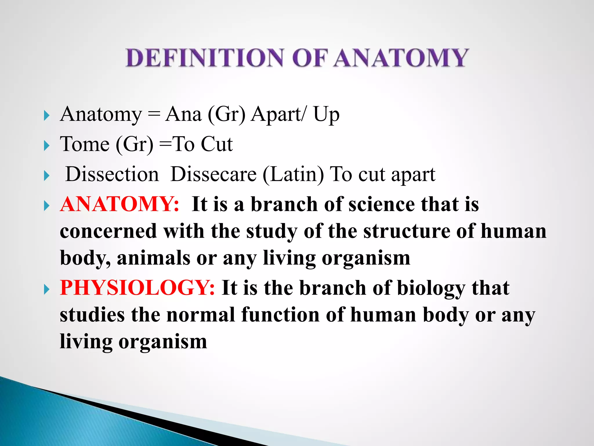 Introduction to Anatomy and Organization of human body | PPTX