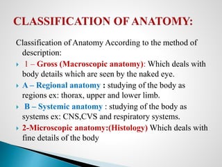 Introduction to Anatomy and Organization of human body | PPTX