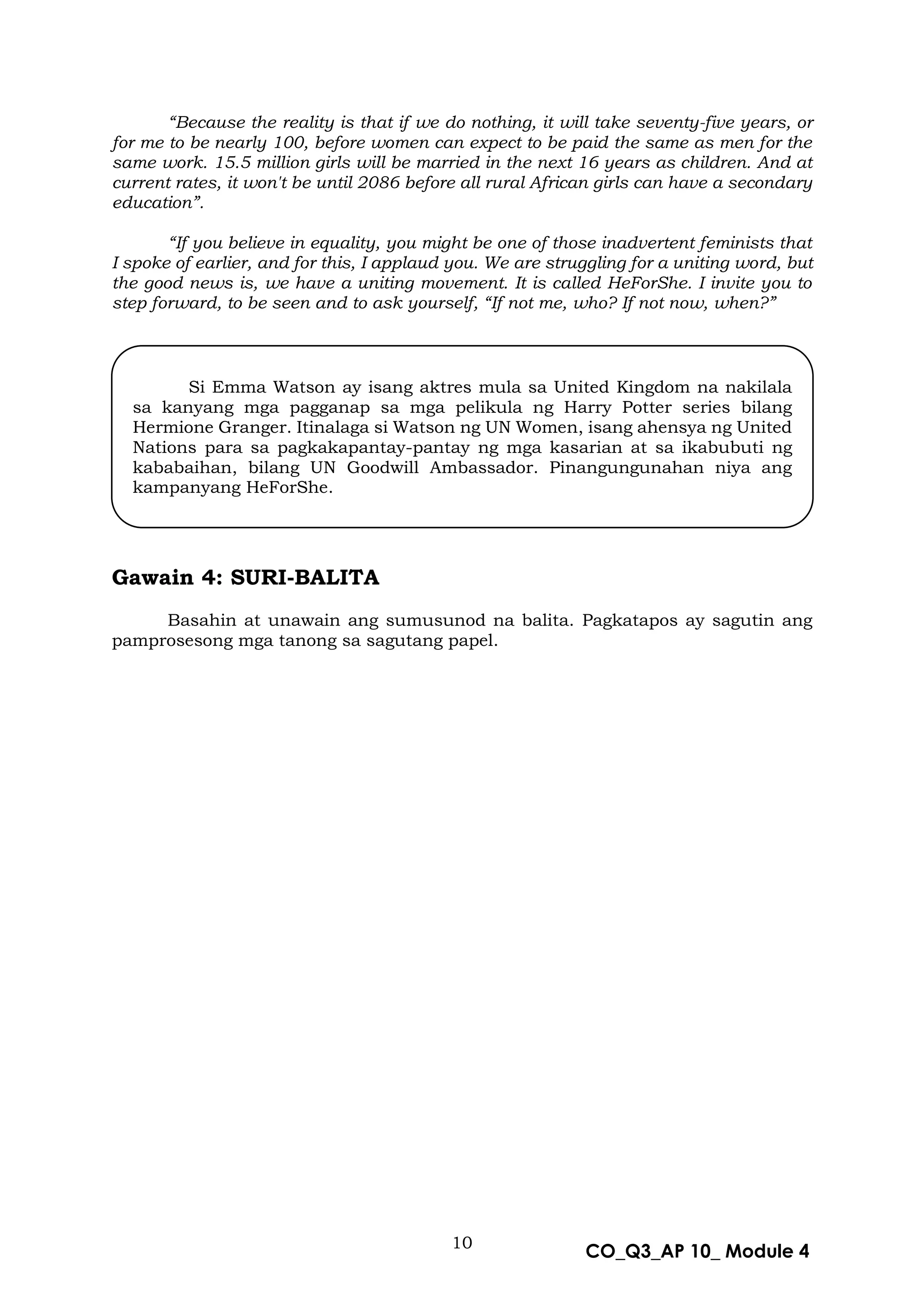 Araling panlipunan 10 modyul 4 mga hakbang | PDF