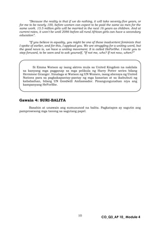 Araling panlipunan 10 modyul 4 mga hakbang | PDF