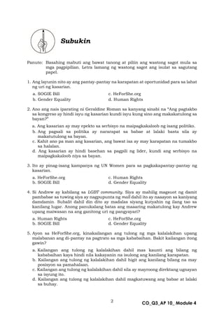 Araling panlipunan 10 modyul 4 mga hakbang | PDF