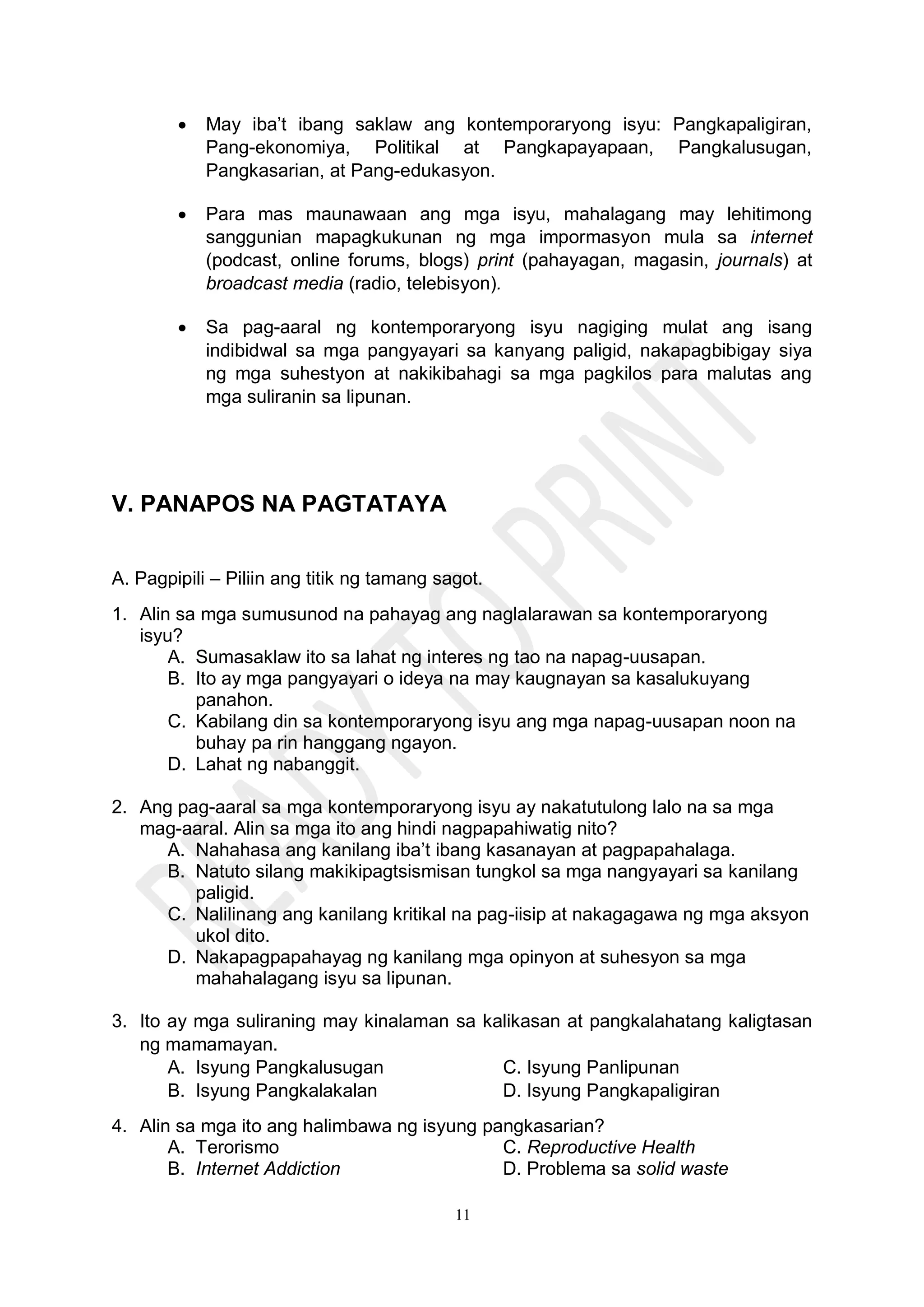 AP Grade 10 Q1 Mod1 | PDF