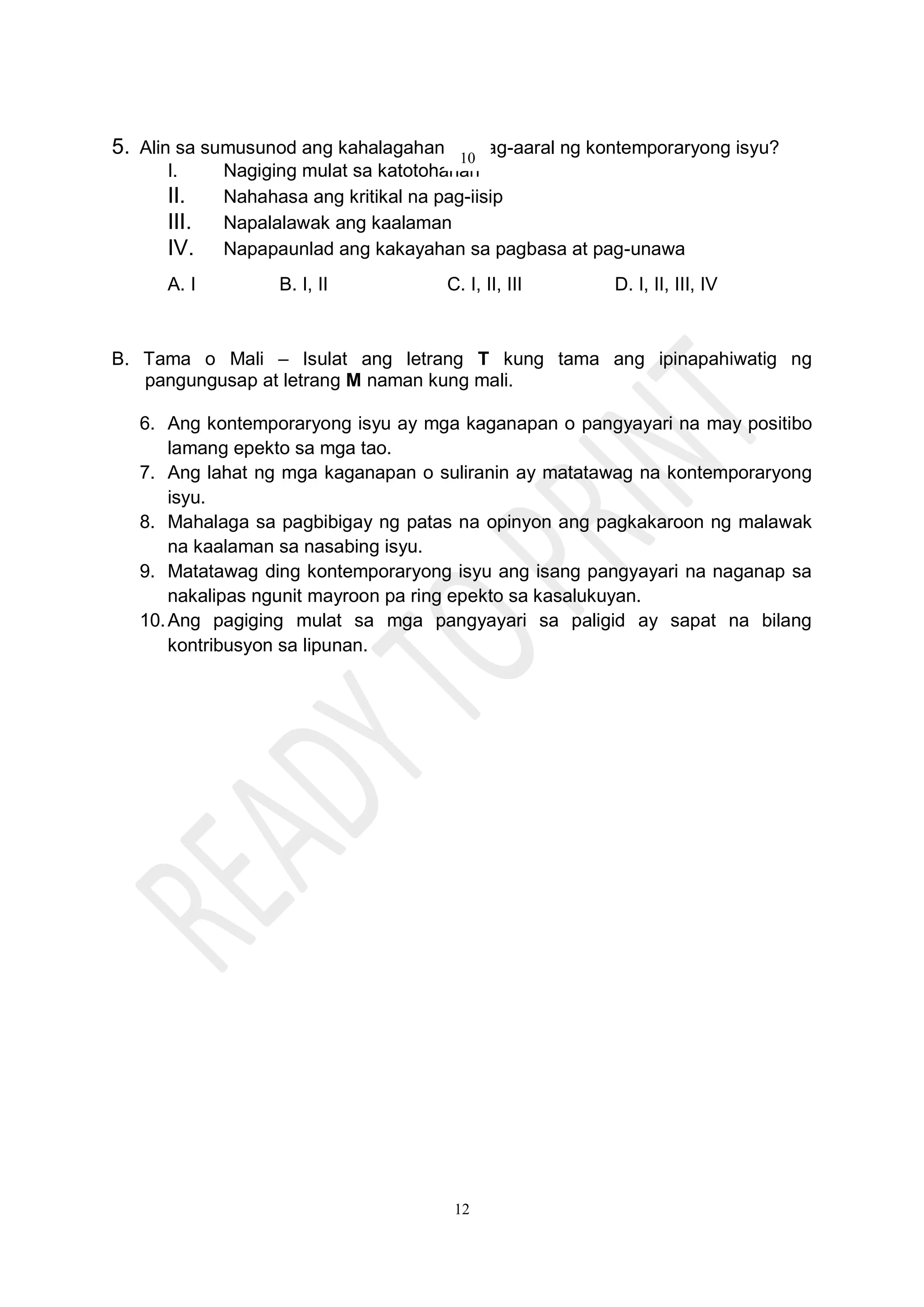 AP Grade 10 Q1 Mod1 | PDF