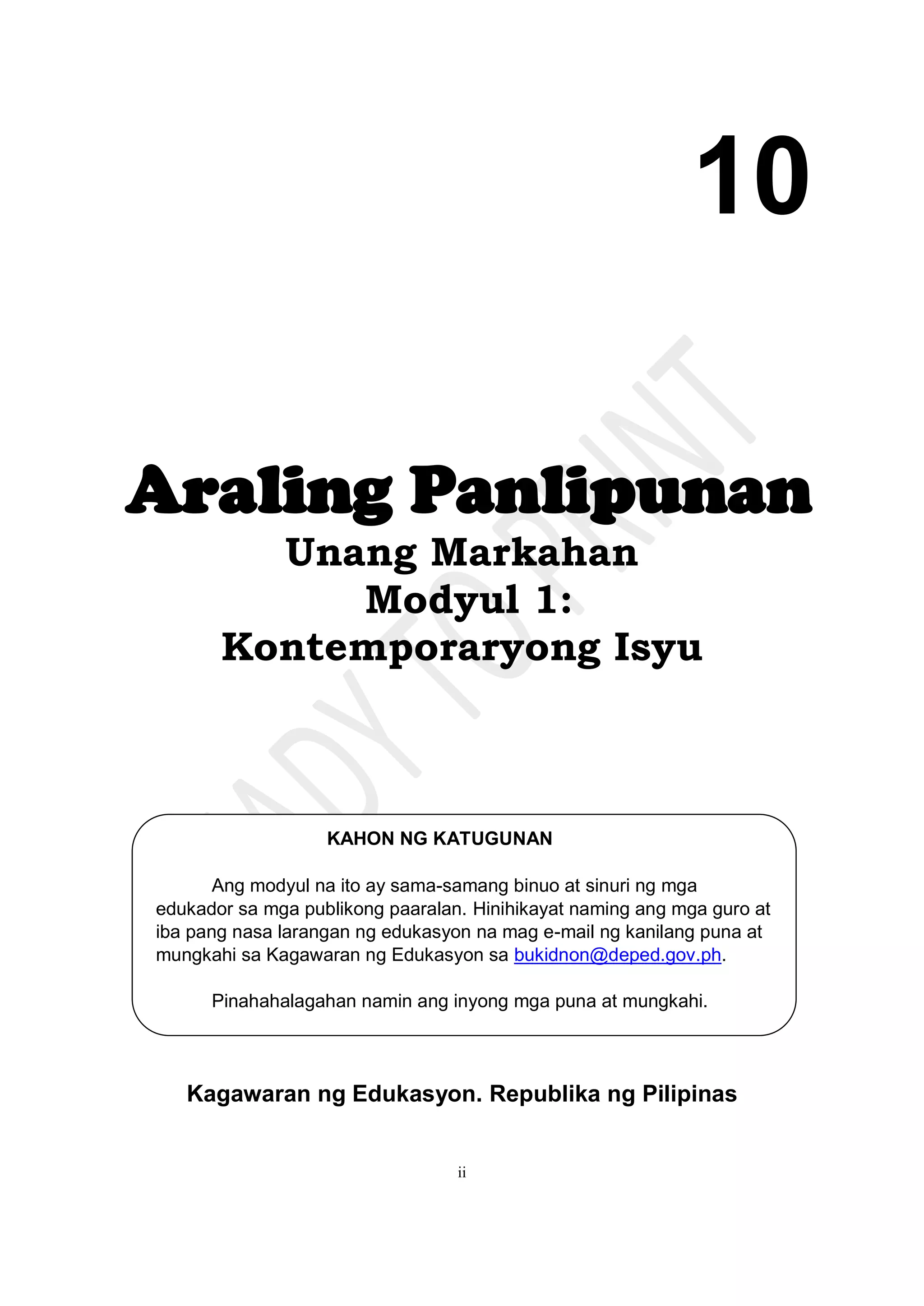 AP Grade 10 Q1 Mod1 | PDF