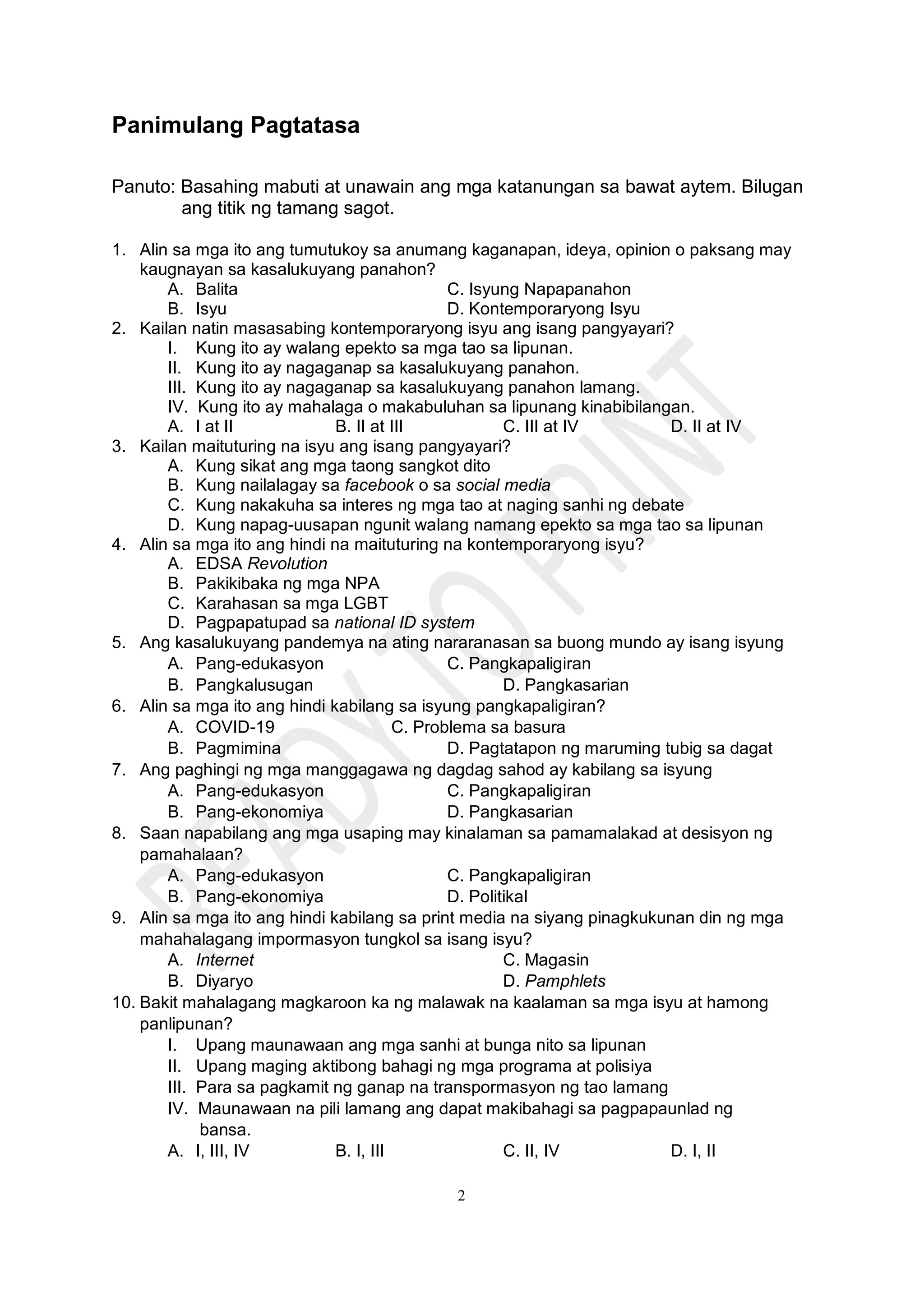 AP Grade 10 Q1 Mod1 | PDF