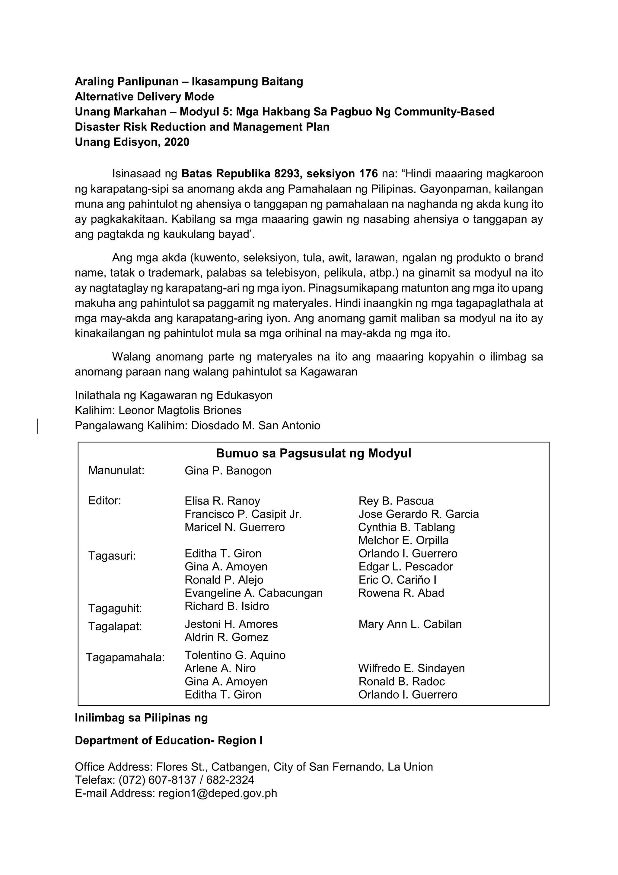 ap10_q1_mod5_mga hakbang sa pagbuo ng community-based disaster risk ...