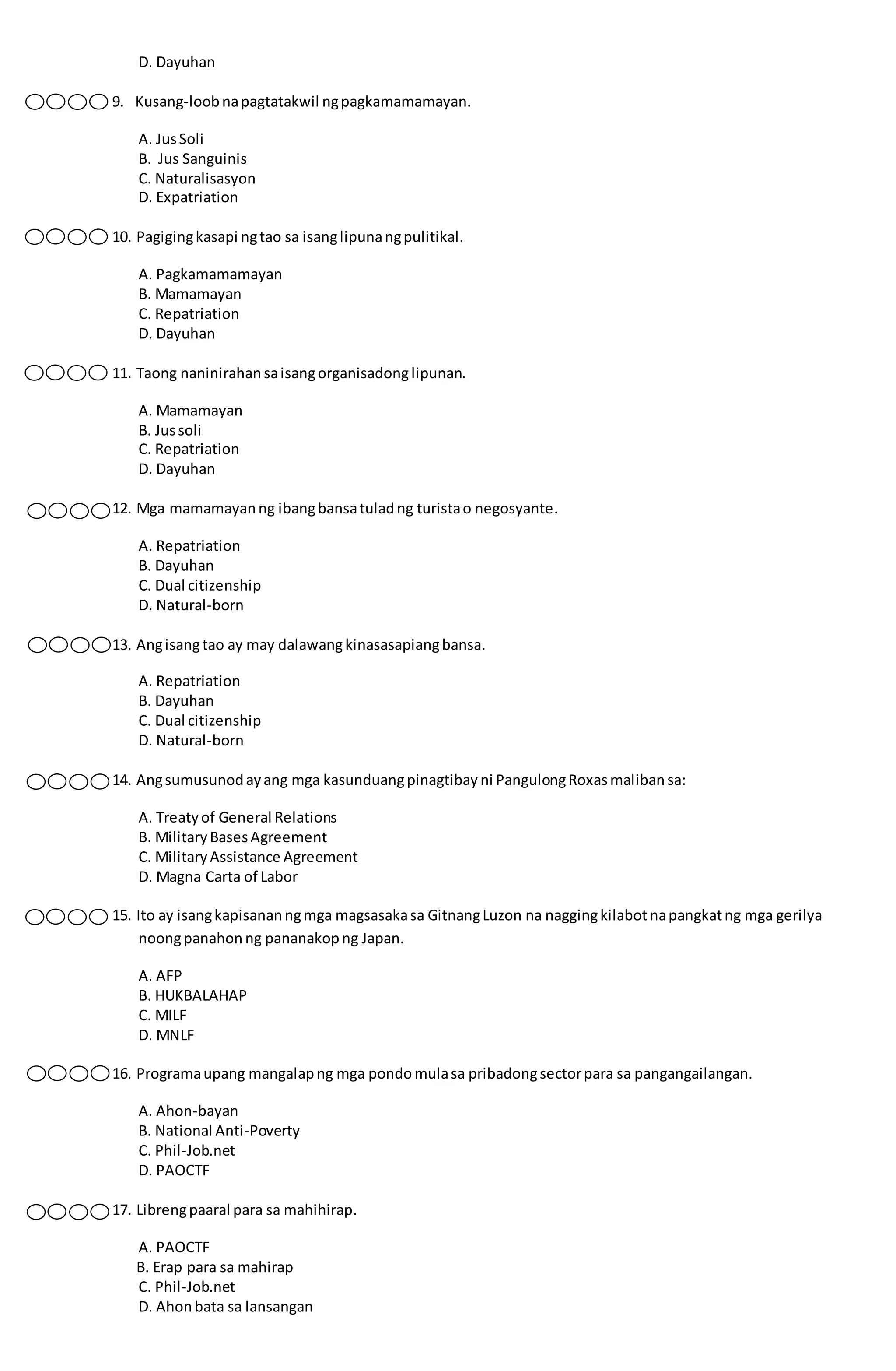 Ap 1 fourth grading(first year) | PDF