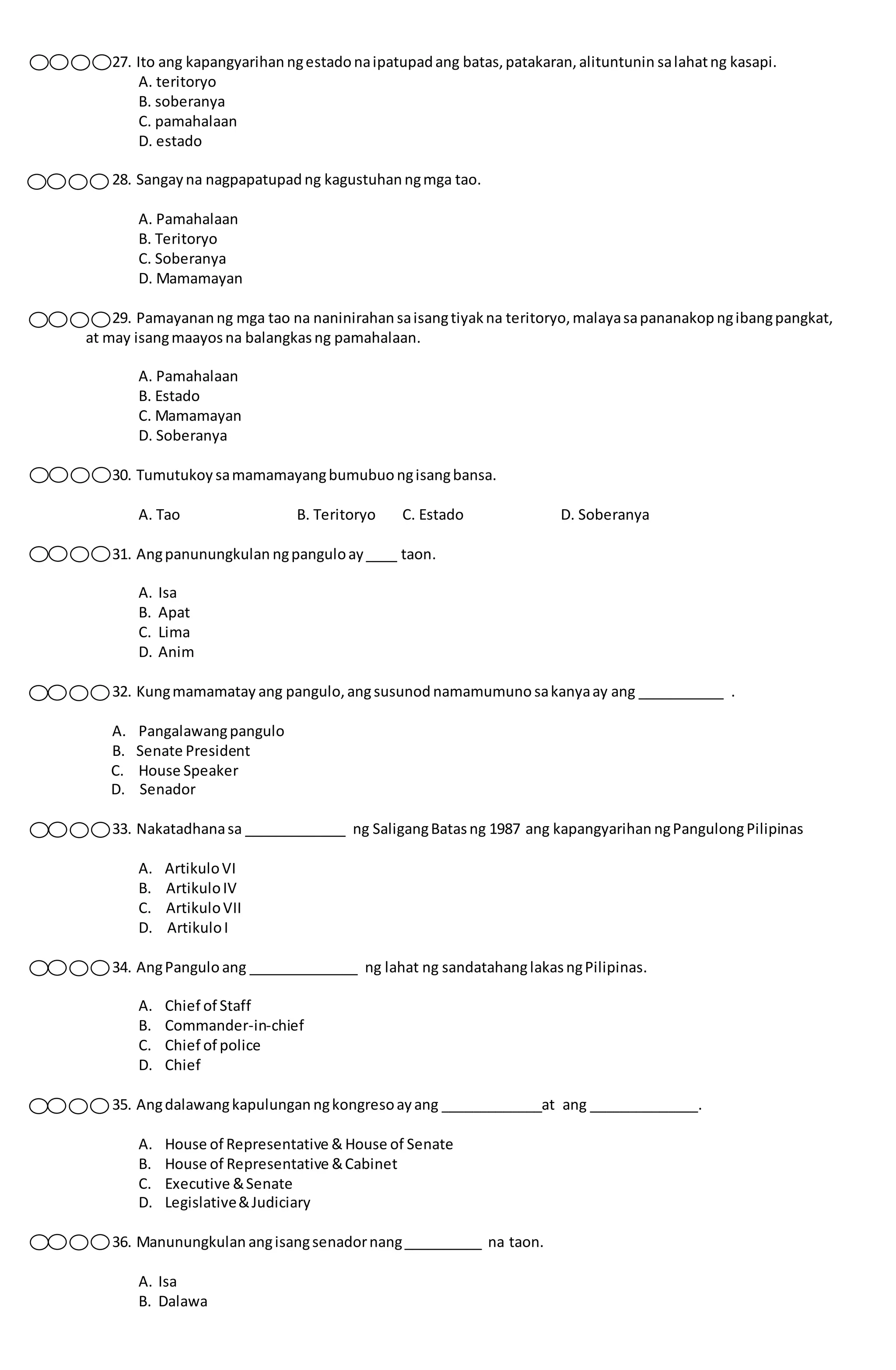 Ap 1 fourth grading(first year) | PDF