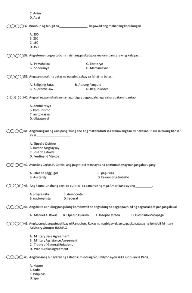 Ap 1 fourth grading(first year) | PDF