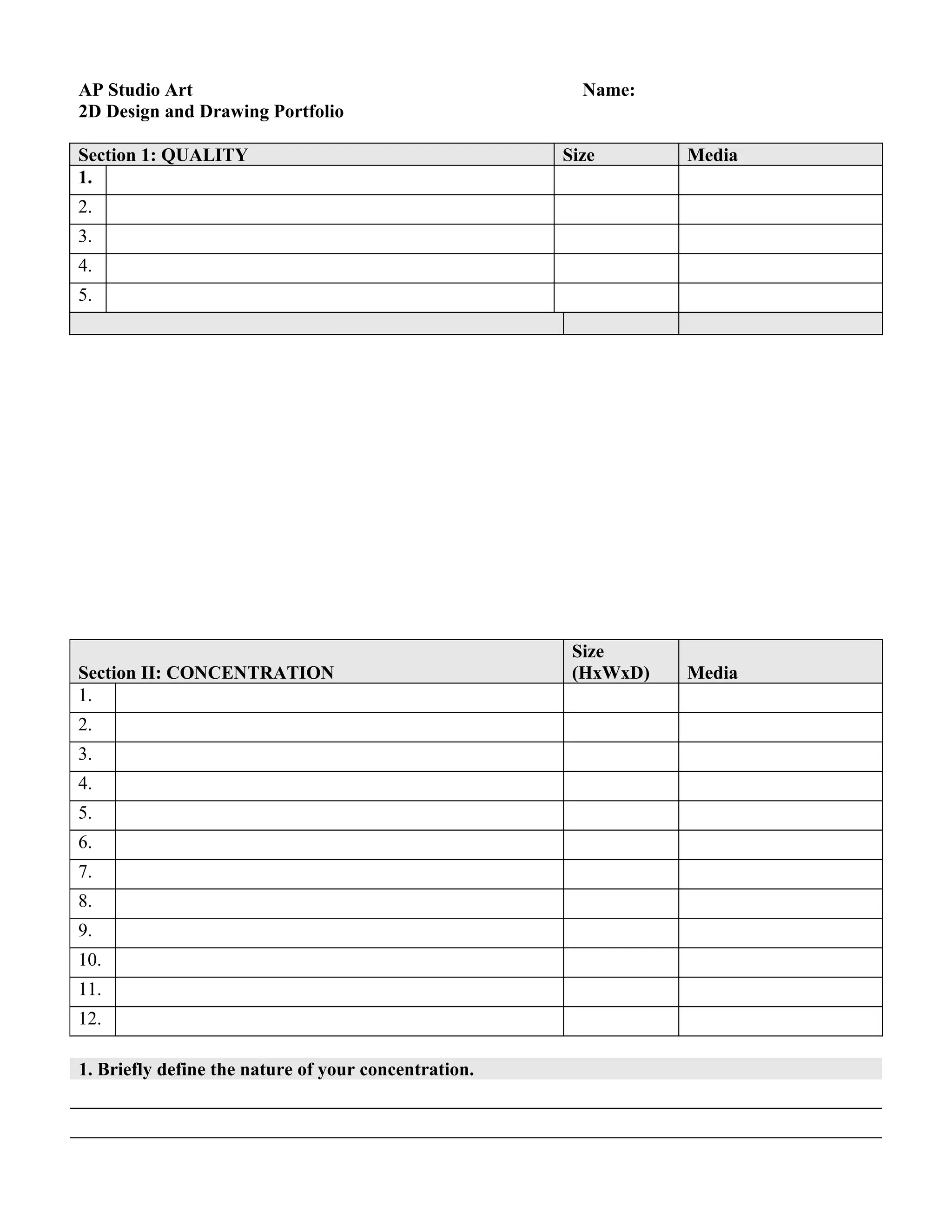 Ap 2 d drawing portfolio student overview | PDF