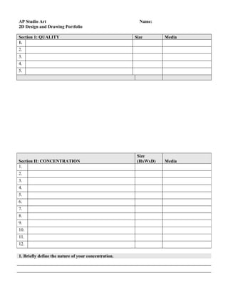 Ap 2 d drawing portfolio student overview | PDF