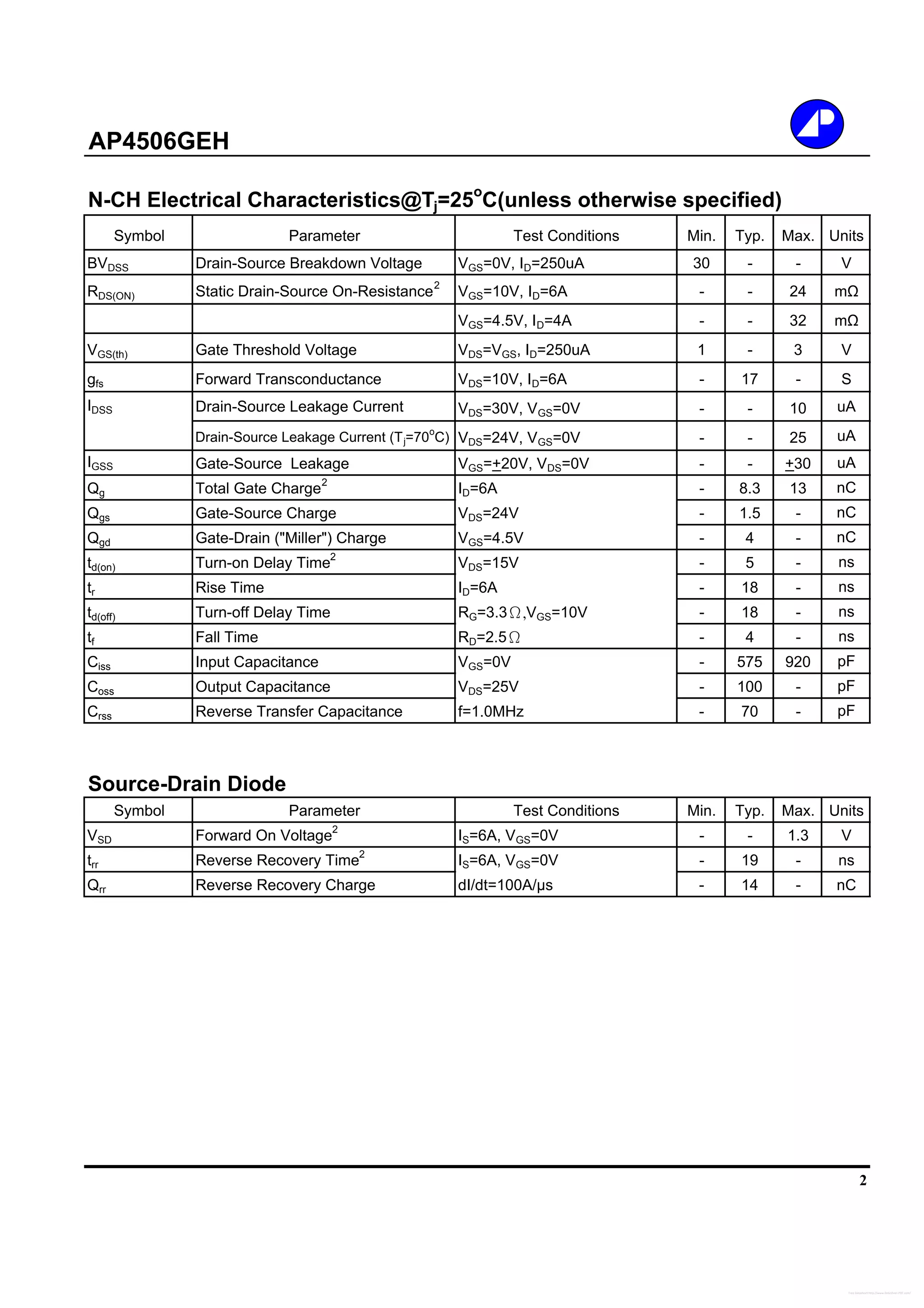 Original N P-CHANNEL ENHANCEMENT Mosfet AP4506GEH 4506GEH 4506 TO-252 ...