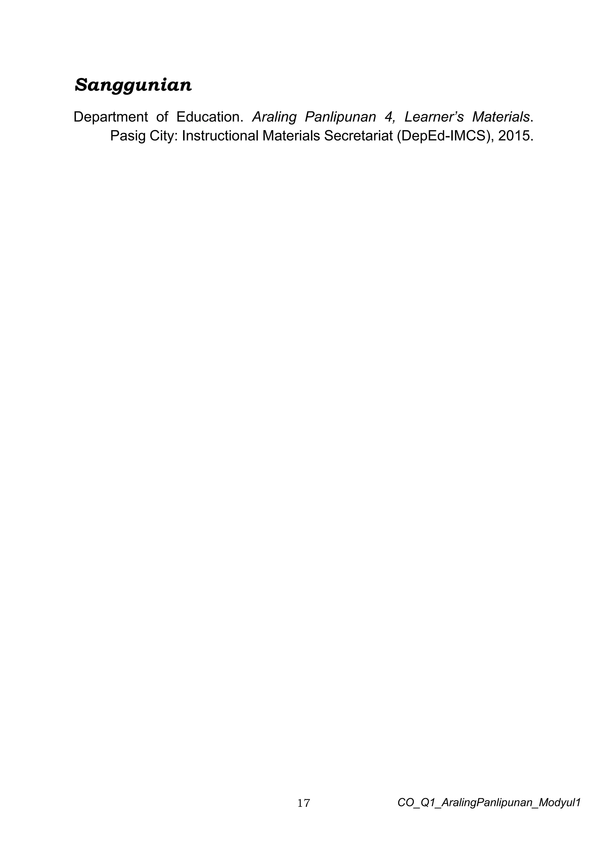 Ap4 Q1 Mod1 Isangbansaangpilipinas Isigawnangmalakas V2 Pdf