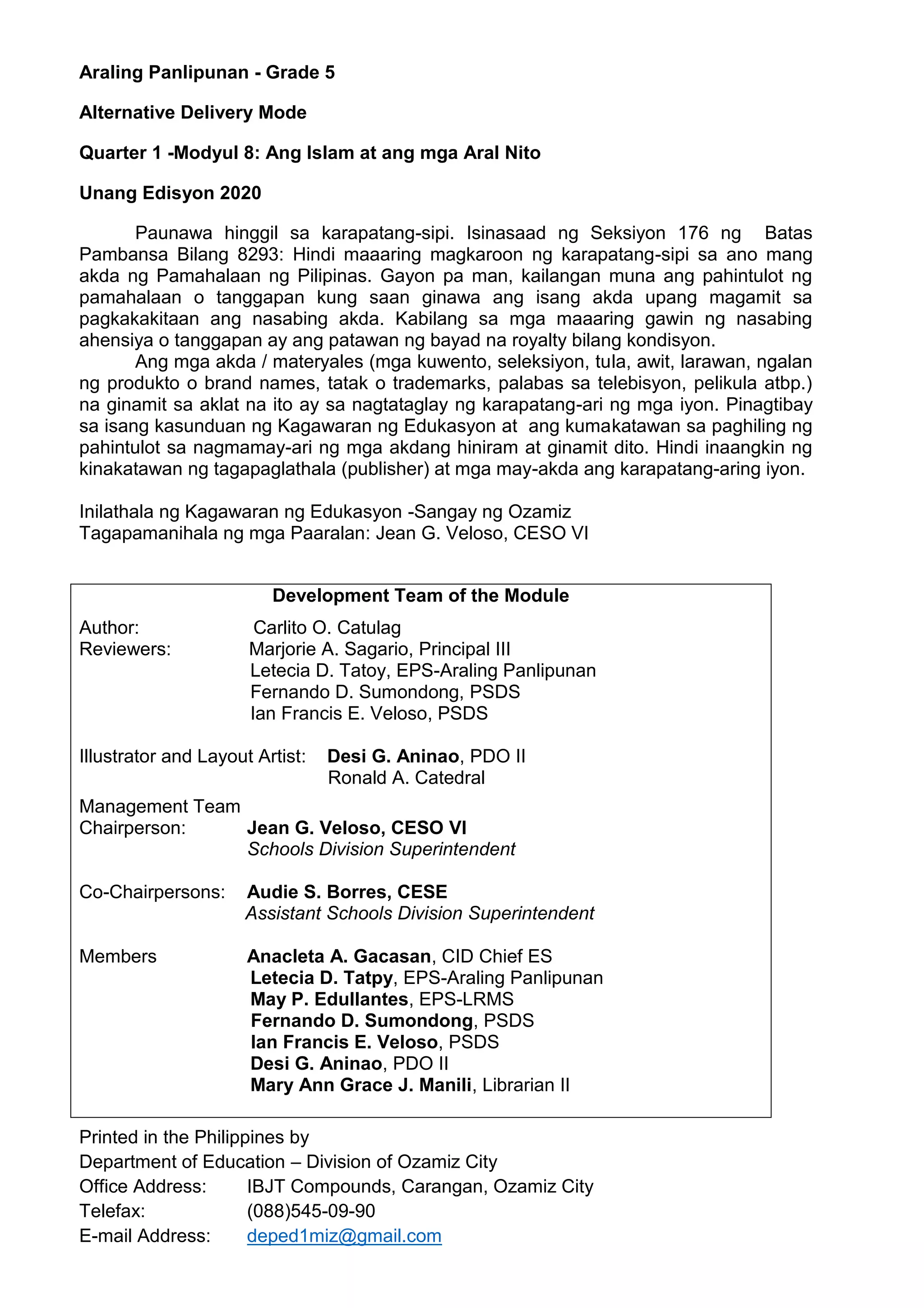 AP_5Q1_Mod8_Ang Islam at ang mga Aral Nito_Version3.docx