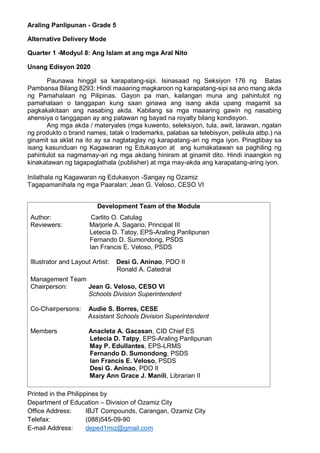 AP_5Q1_Mod8_Ang Islam at ang mga Aral Nito_Version3.pdf