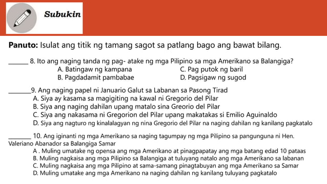 PAKIKIBAKA NG PILIPINO TUNGO SA KASARINLAN | PPTX